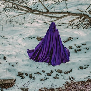 Purple velvet stretch Cloak Velvet Cape Costume Cape Fairytale Fantasy ...