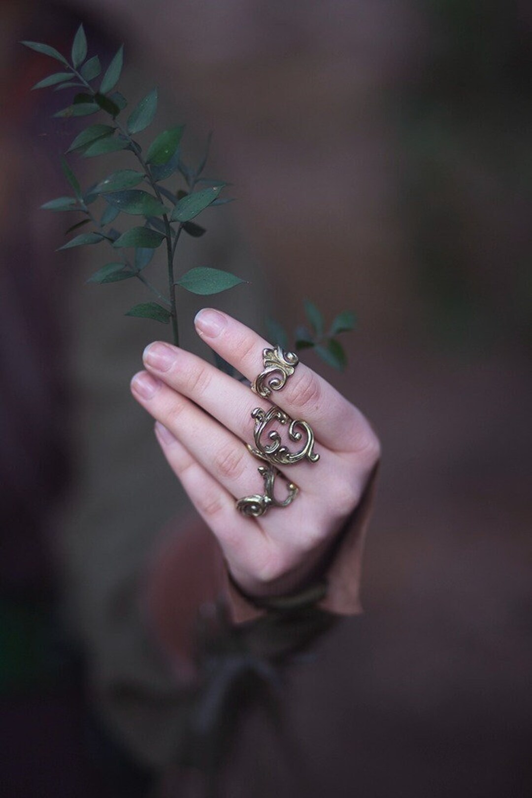 Elven Ring - Rings Set - Elvish Jewelry - Silver and Gold - Adjustable ...