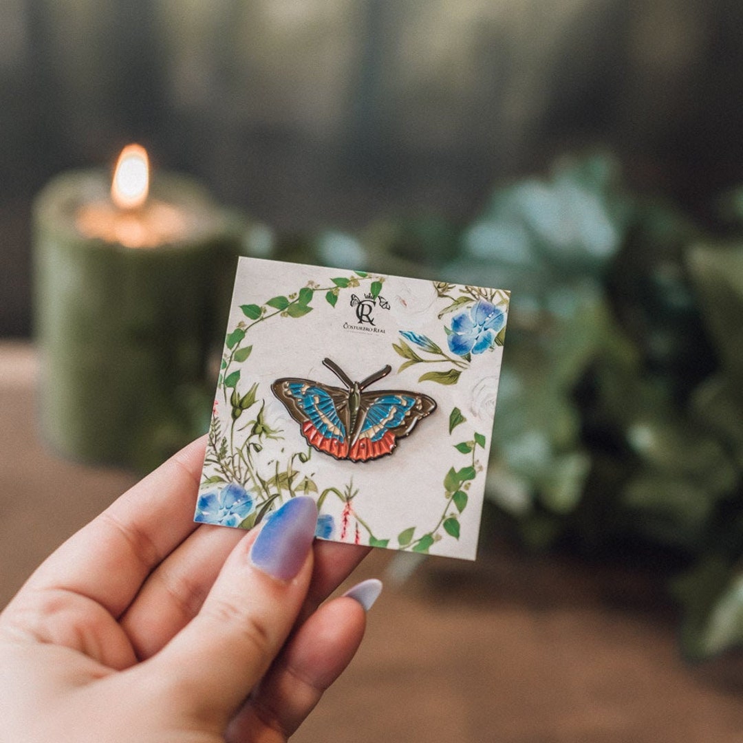 Enamel Pin Butterfly Blue Emperor Butterfly - Etsy