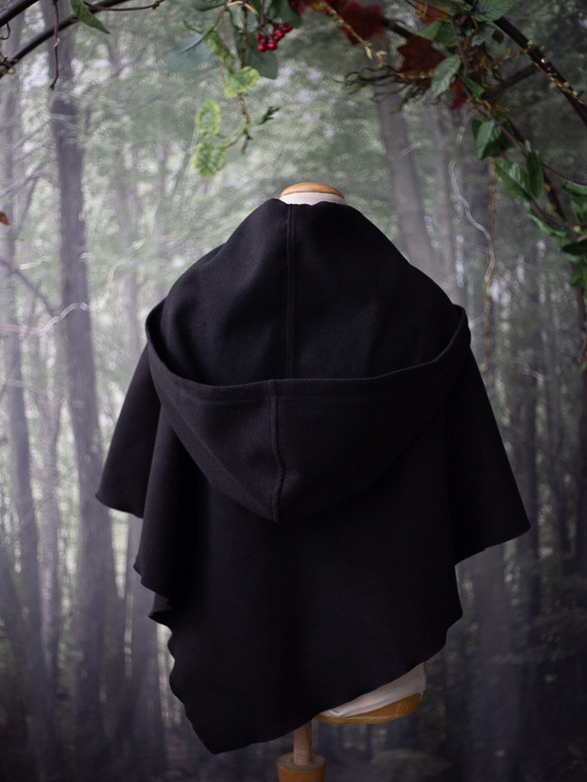 Black Capelet Riding Hood Short Cape Stole Vegan Wool Capelet - Etsy