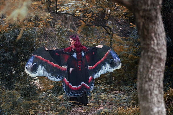 Moth Wings Butterfly Cape Fairy Cloak Red and Black Costume - Etsy