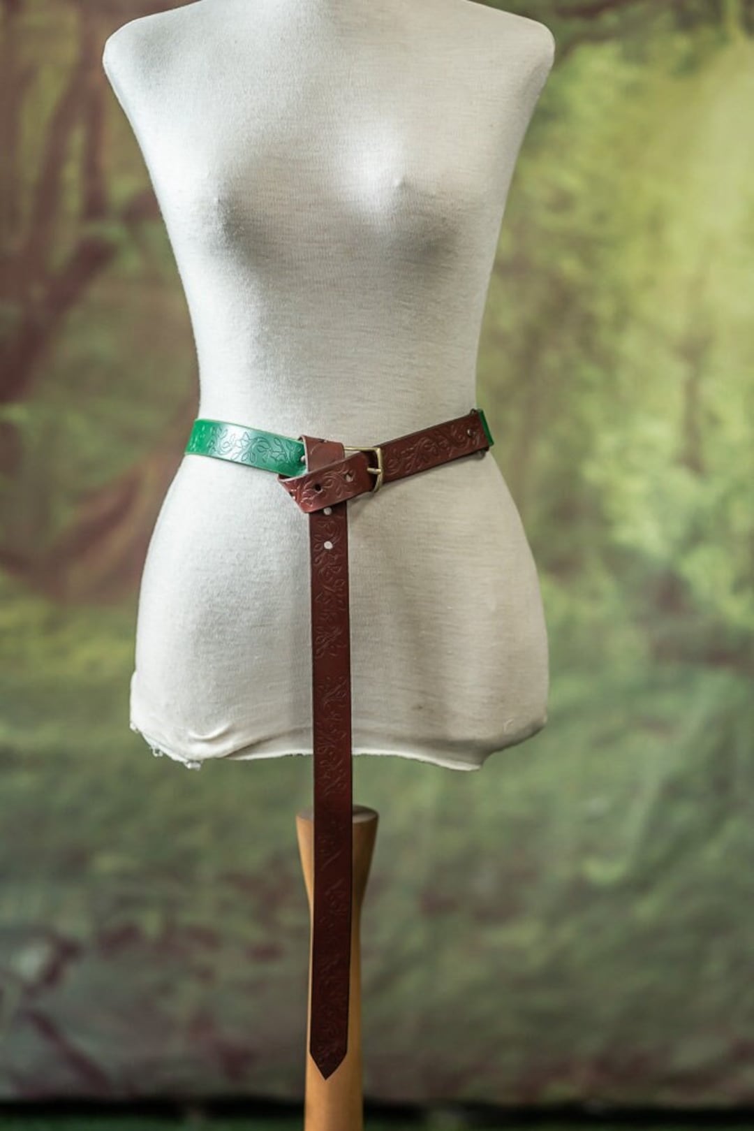 Elf Leather Belt With Leaves in Brown and Green , LARP Druid Elven Bet ...