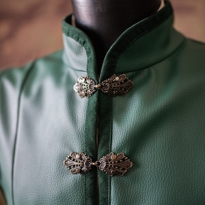 Green Faux Leather Surcoat - Renaissance Unisex Jerkin Vest Open Front ...