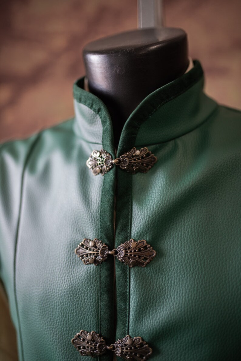 Green Faux Leather Surcoat - Unisex Renaissance Costume Vest - Etsy