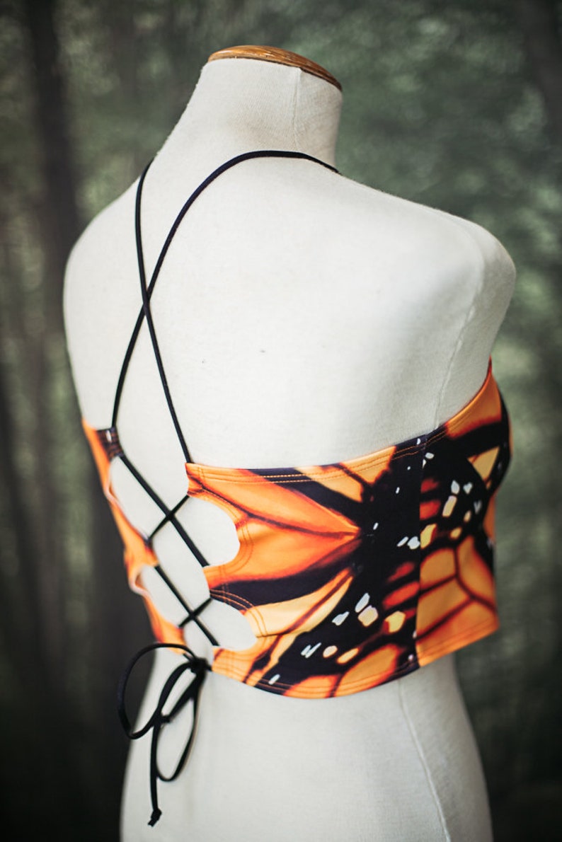 Butterfly Print Halter Bikini Top - Adjustable Scuba Knit Swimwear - Etsy