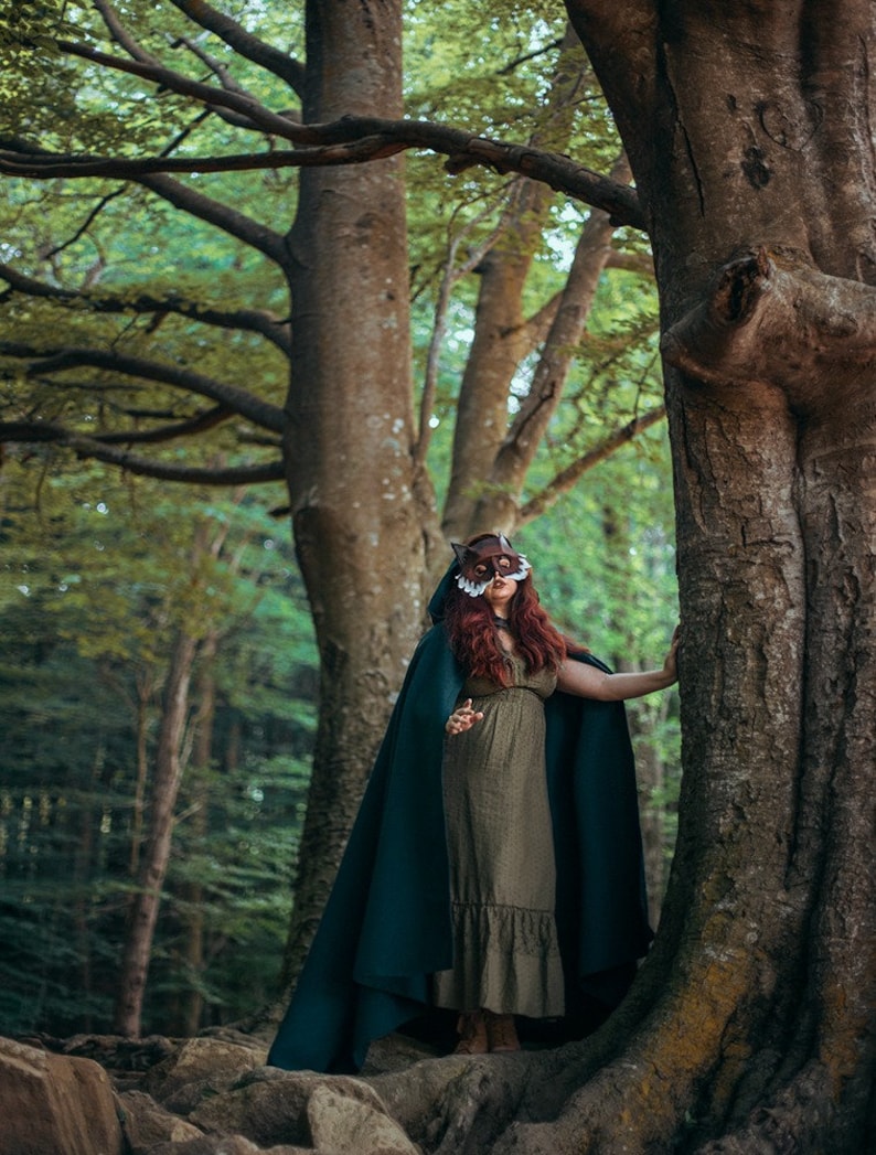 Green Vegan Wool Druid Cape Hooded Cloak Elven Costume Cloth - Etsy UK