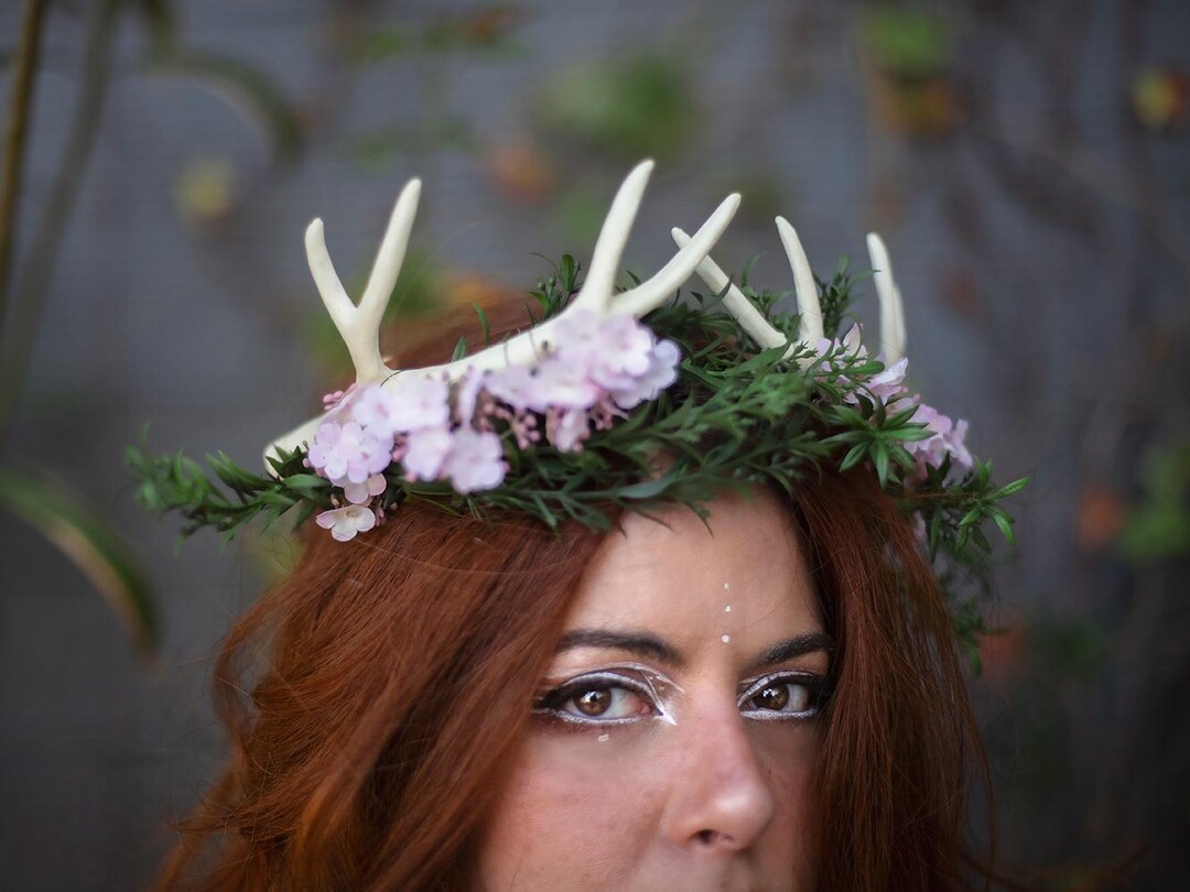 Elven Crown, White Antlers Deer Horns , Forest Elf Crown , Druid ...