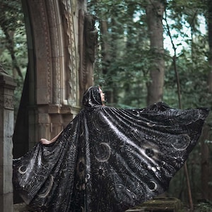 Velvet Celestial Cloak: Stars & Moon, Hooded Fantasy Cape - Etsy