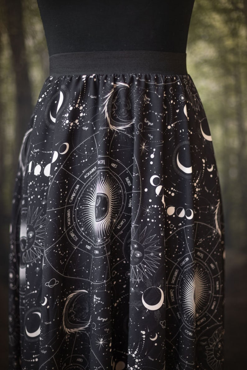 Celestial Chiffon Maxi Skirt, Galaxy Constellations Print, Whimsigoth ...