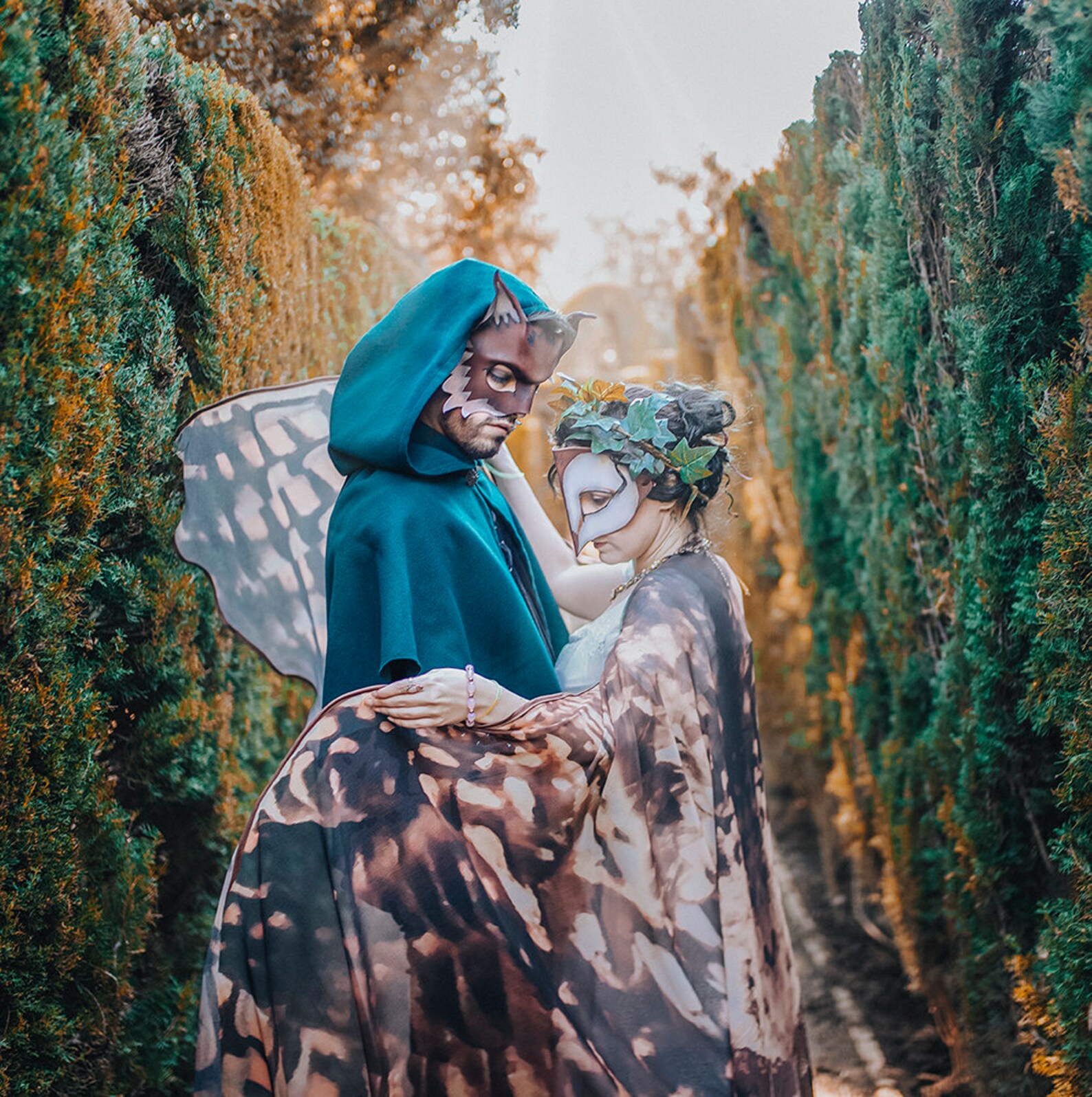 Barn Owl Leather Mask Fairy Leaf Maple Autumn Natural Wiccan Masquerade ...