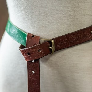 Elf Leather Belt With Leaves in Brown and Green , LARP Druid Elven Bet ...