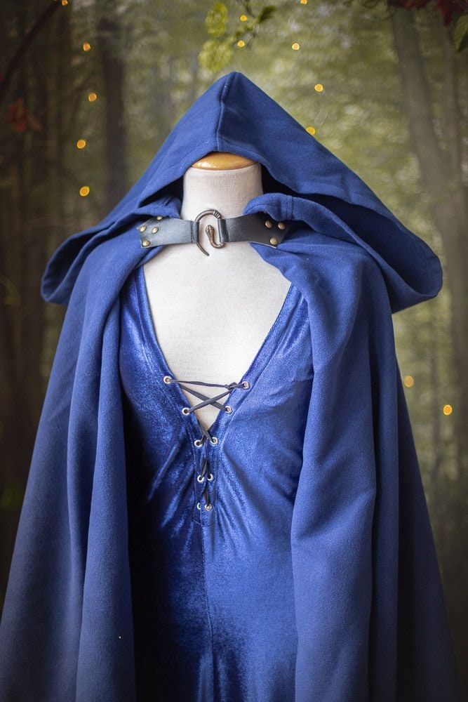 Blue Vegan Wool Cloth Cape Hooded Cloak Riding Hood Cloak With - Etsy UK