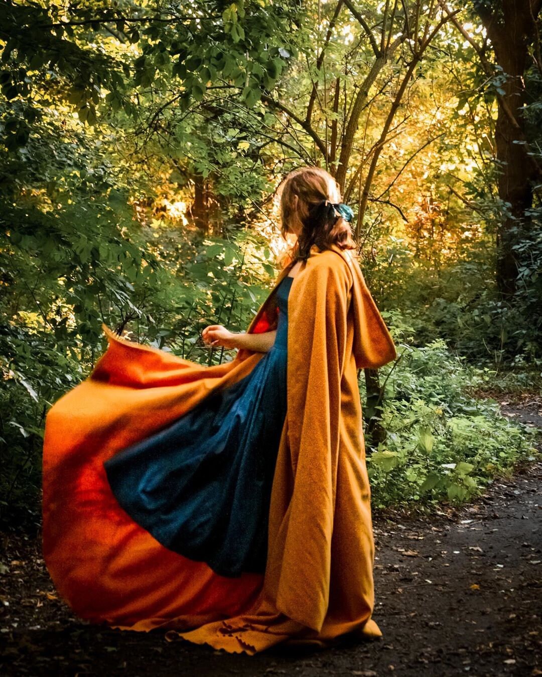 Yellow Cloak Vegan Wool Druid Cape Hooded Cloak Elven Costume | Etsy UK