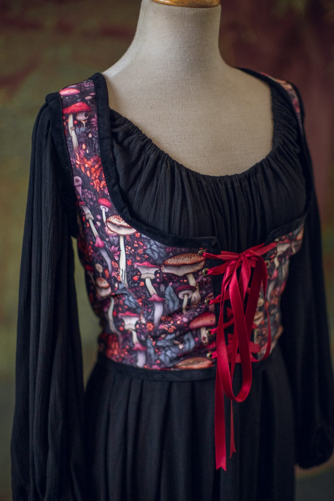 Mushrooms Corset - Dark Cottagecore Renaissance Bodice Corset Vest ...