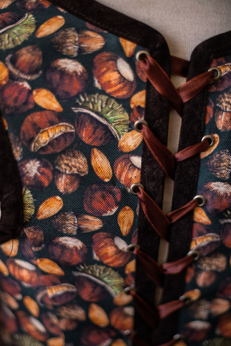Hobbit Bodice Chestnuts Autumn Renaissance Corset Flowers - Etsy
