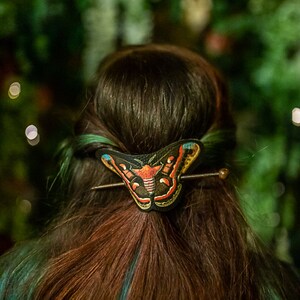 Red Moth Butterfly Hair Barrette in Vegan Leather Autumn - Etsy