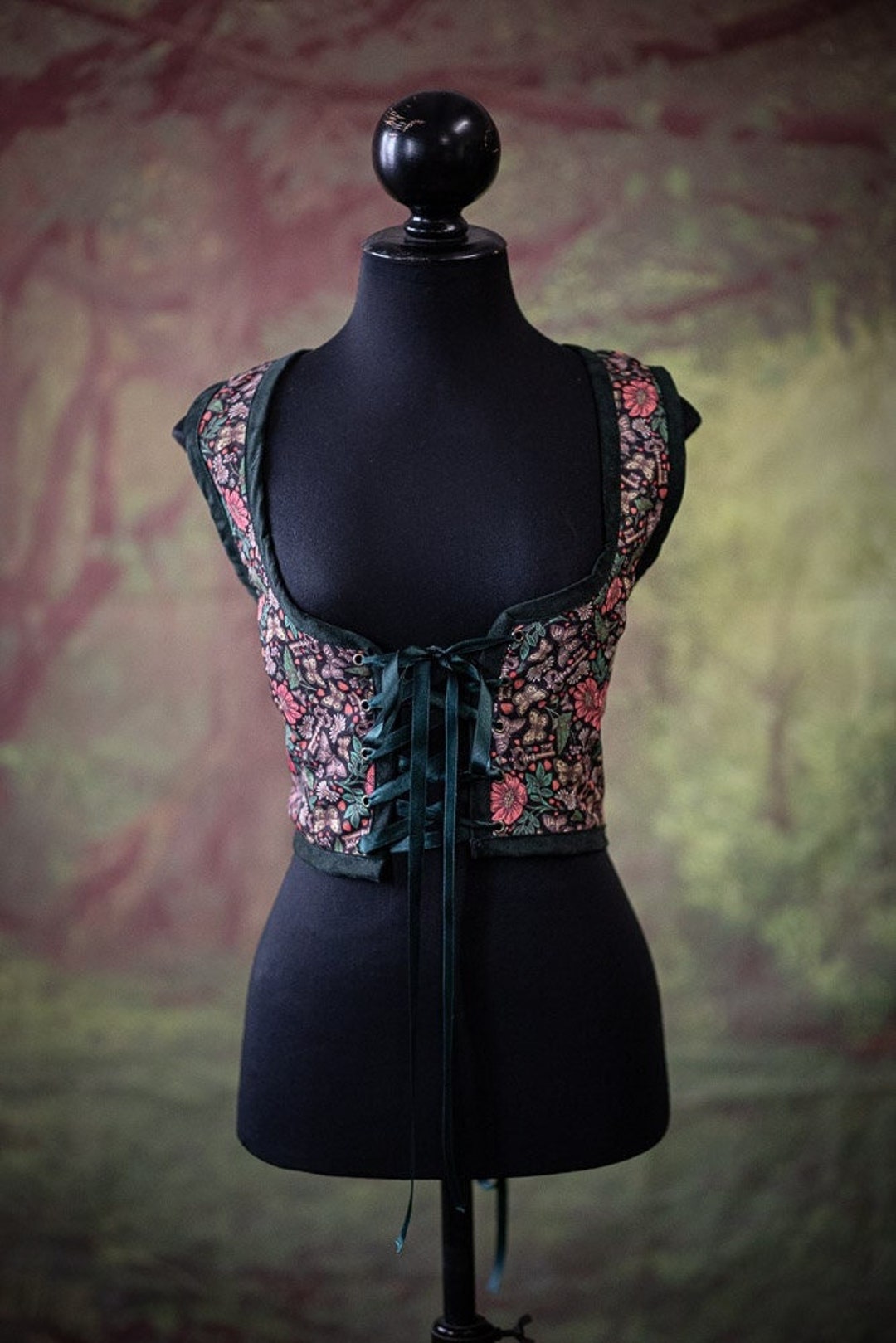 Hobbit Bodice, Renaissance Corset Flowers Cottagecore Style Corset Vest ...