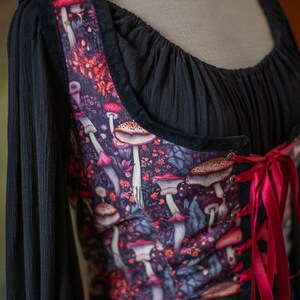 Mushrooms Corset Dark Cottagecore Renaissance Bodice Corset Vest, Wench ...