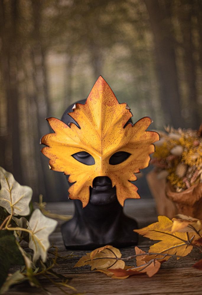 Leather Mask Druid Leaf Maple Autumn Natural Wiccan Masquerade Green ...