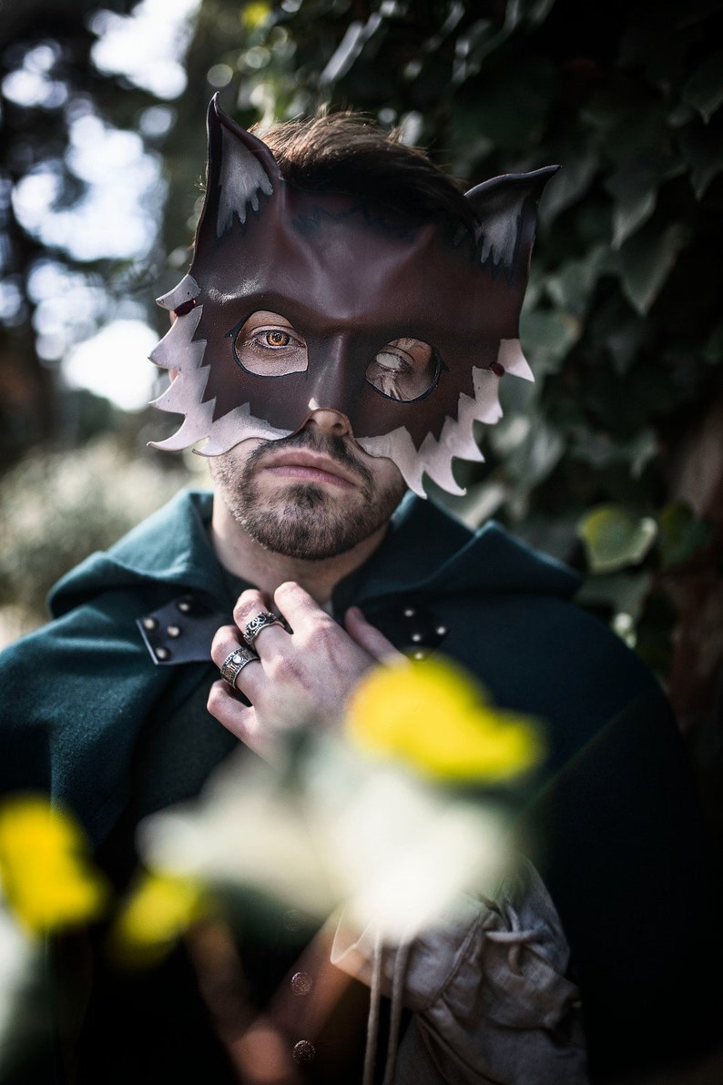 Fox Leather Mask Fairy Leaf Maple Autumn Natural Wiccan | Etsy