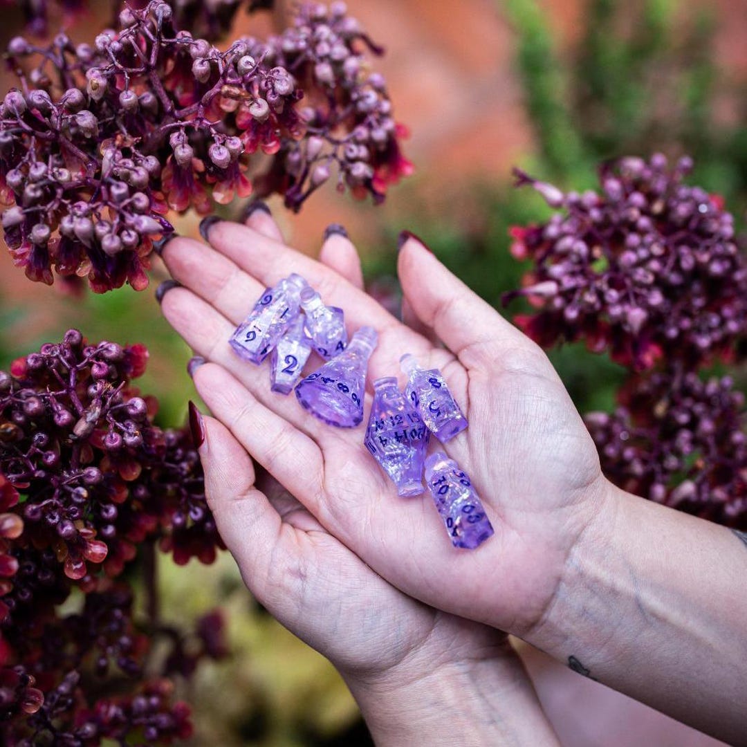 Handmade Potion Dice Set: Purple Glitter Resin, RPG Tabletop Game - Etsy