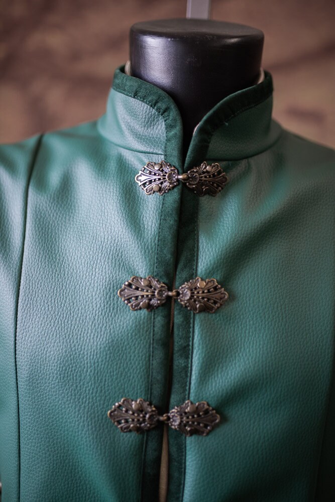 Green Faux Leather Surcoat - Unisex Renaissance Costume Vest - Etsy