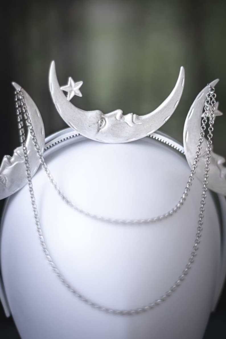 Crescent Moon Headpiece White Moons Headband Moon Tiara Moon - Etsy