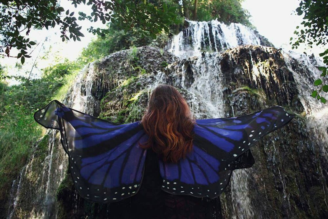 Blue Butterfly Cape Monarch Cloak Dance Wings Costume Short - Etsy