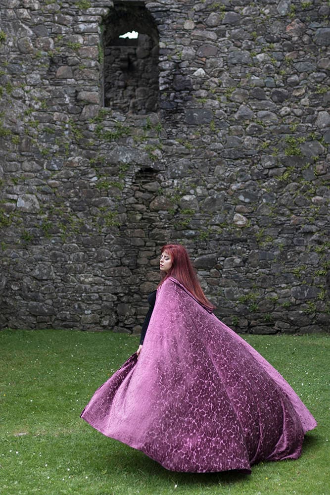 Cloak Burnout Velvet Dark Pink Burgundy Cape Fairytale Fantasy Witch ...