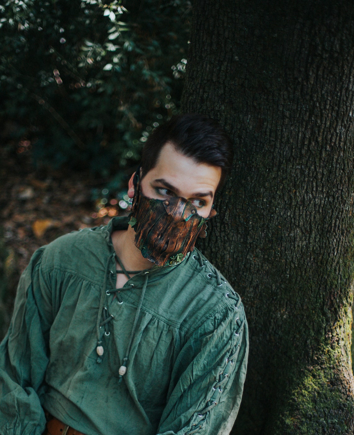 Leather Mask Druid Leaf Maple Autumn Natural Wiccan Masquerade - Etsy