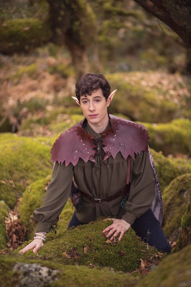 Elven Leather Gorget Leaf Armor Shoulders Inspired Armor - Etsy