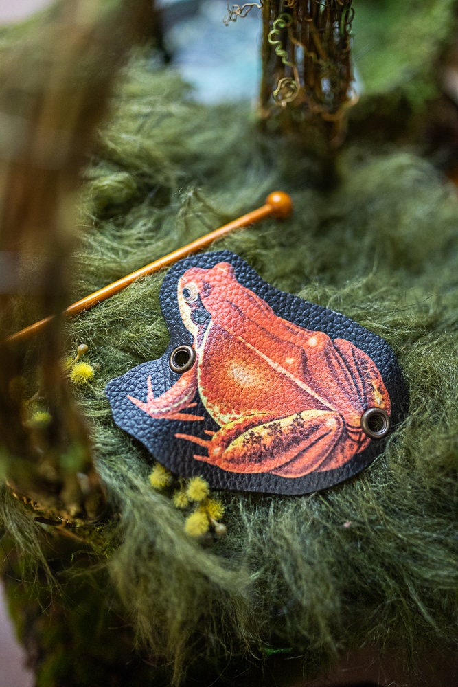 Frog Hair Barrette Toad in Vegan Leather Autumn Whimsical | Etsy