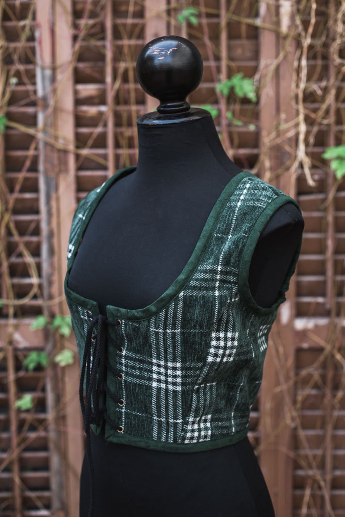 Tartan Green Bodice, Outlander Cottagecore Style Corset Vest ...