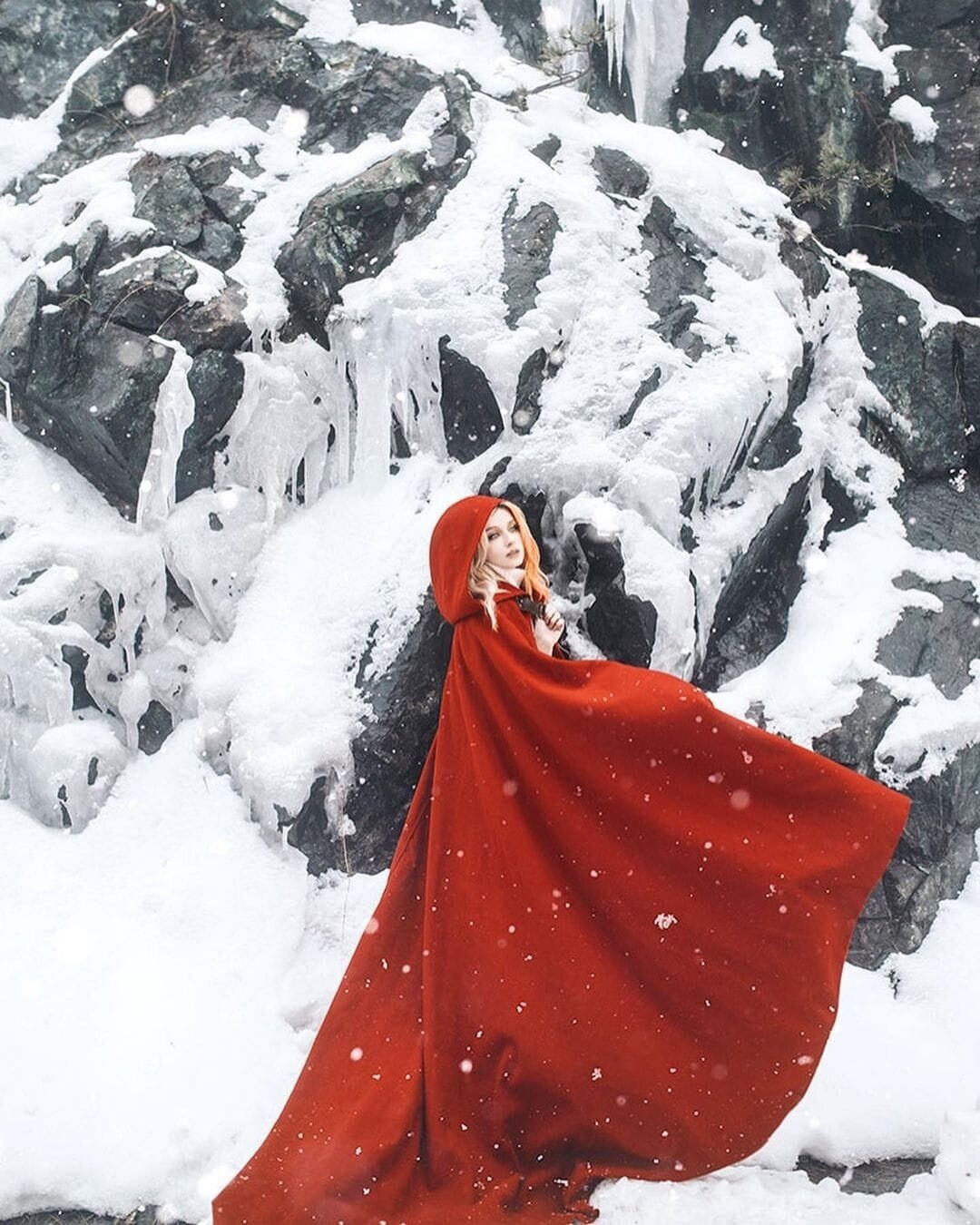 Red Vegan Wool Cloth Cape Hooded Cloak Riding Hood Cloak With | Etsy