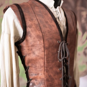 Brown Faux Leather Surcoat - Unisex Elven Renaissance Costume Vest - Etsy