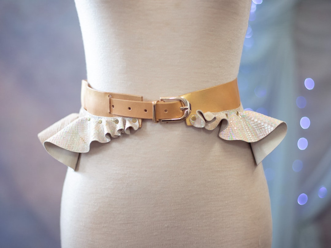 Mermaid Leather Belt, Siren LARP Sparkling Ruffle Belt - Etsy
