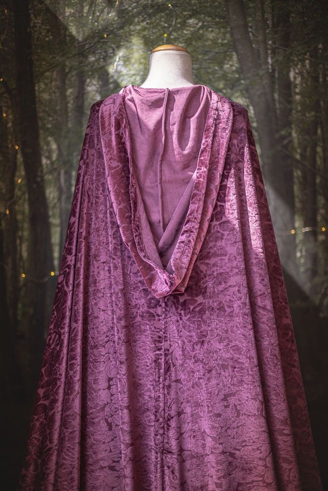Cloak Burnout Velvet Dark Pink Burgundy Cape Fairytale Fantasy - Etsy UK