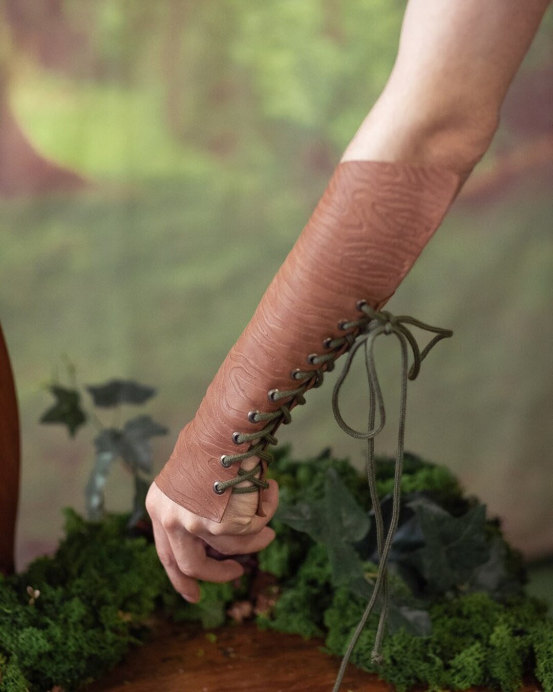 Wood Cuffs - Leather Gauntlets - Cuffs - Arm Warmers - Elven Bracers ...