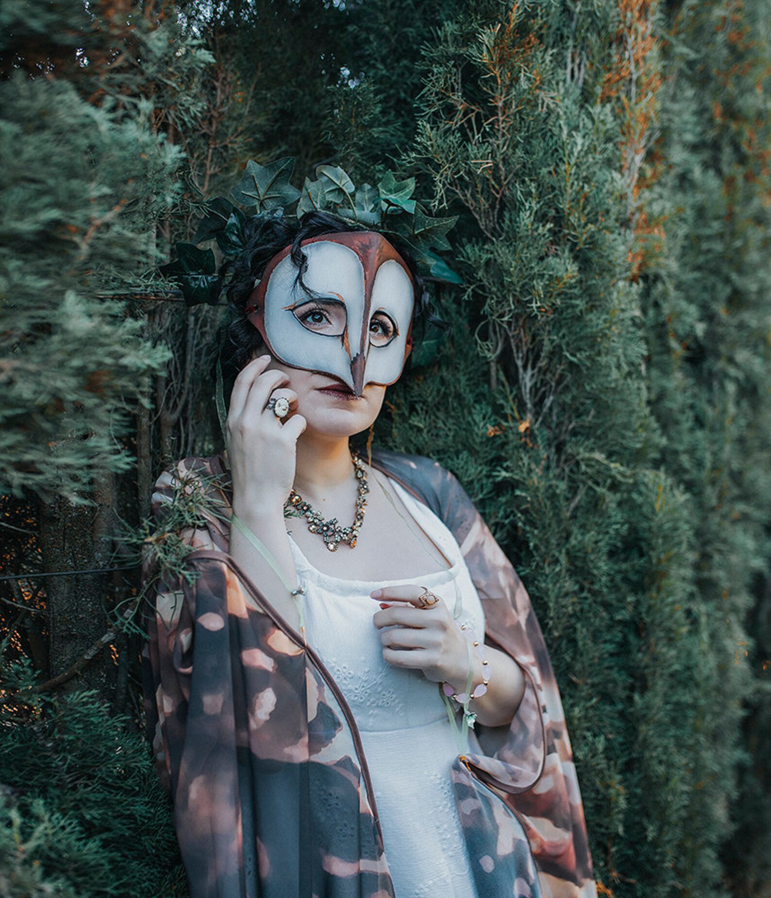 Barn Owl Leather Mask Fairy Leaf Maple Autumn Natural Wiccan Masquerade ...