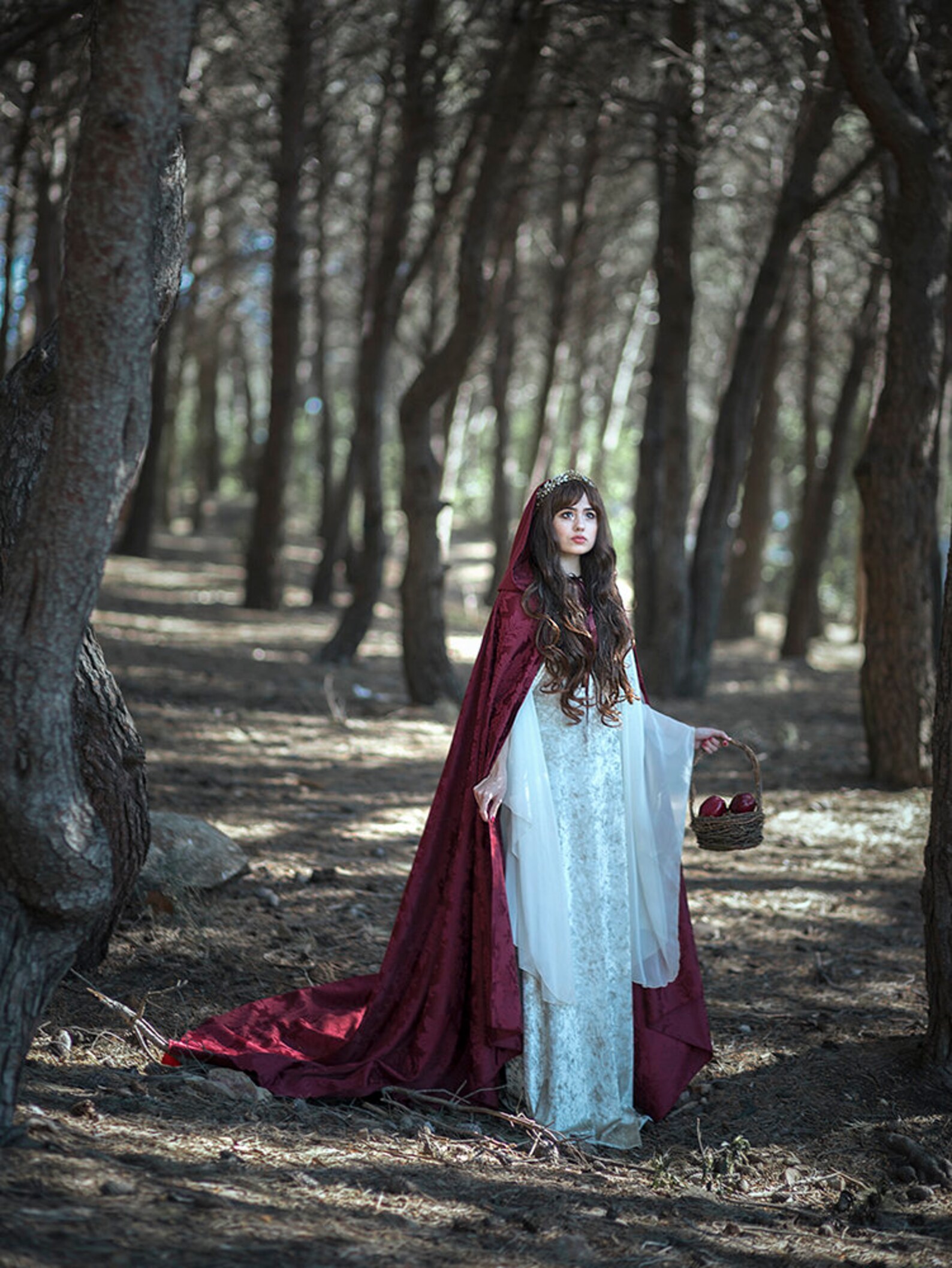 Bridal Red Cloak Burgundy Damasc With Hood Long Hooded Cape - Etsy Canada