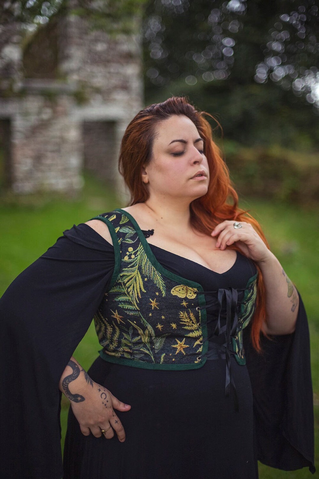 Renaissance Bodice, Butterfly Garden Cottagecore Style Corset Vest ...