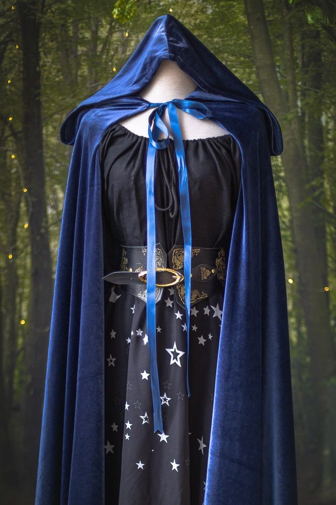 Blue Velvet Cape Elven wizard or Witch Medieval Fantasy - Etsy UK