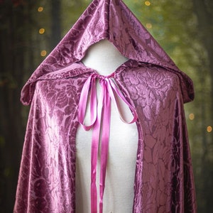 Cloak Burnout Velvet Dark Pink Burgundy Cape Fairytale Fantasy Witch ...