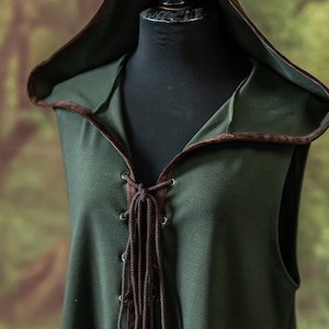 Hooded Green Ranger Surcoat Unisex Assasin Vest Open Front Overgarment ...