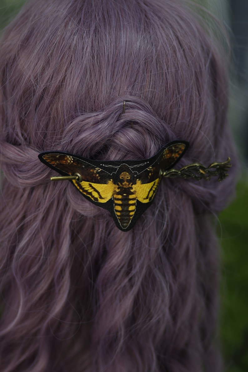 Deaths Head Moth Hair Barrette in Vegan Leather Autumn Autumn - Etsy