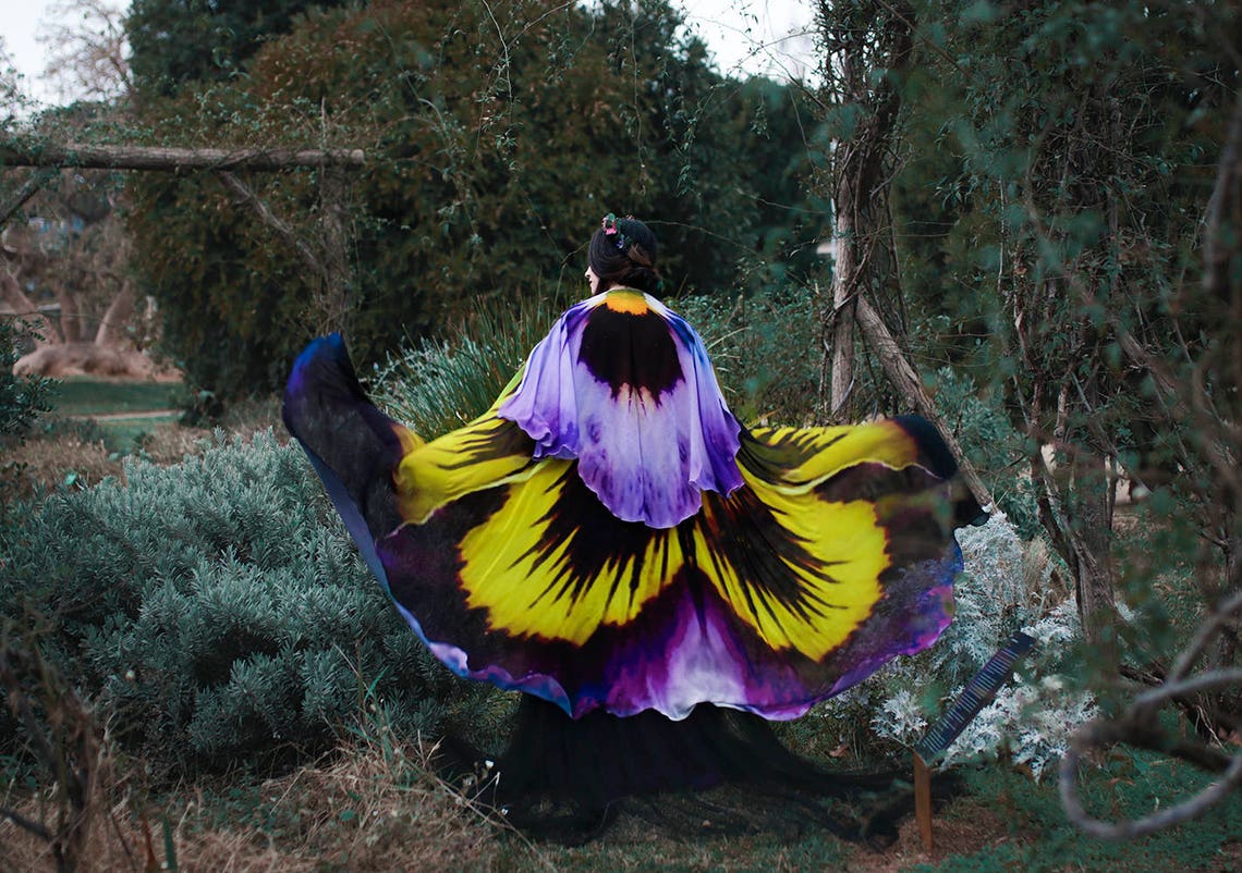 Flower Cape Floral Cloak Pansy Scarf Shawl Purple and Yellow Poncho ...