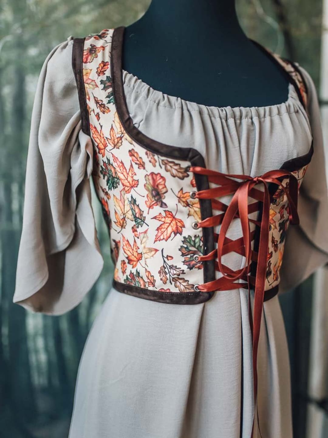 Hobbit Bodice, Autumn Renaissance Corset Oak Cottagecore Style Corset ...