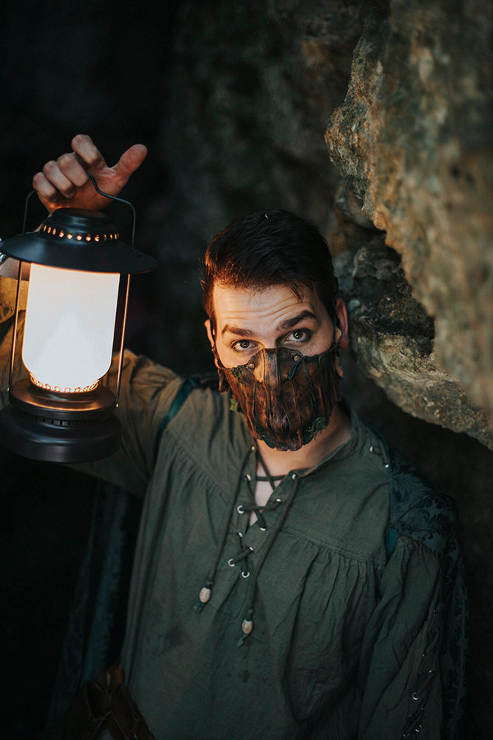 Leather Mask Druid Leaf Maple Autumn Natural Wiccan Masquerade - Etsy