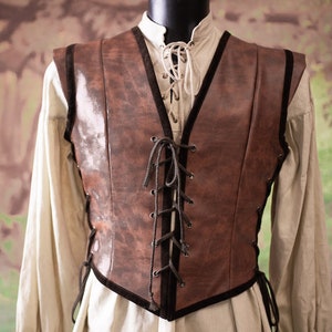 Brown Faux Leather Surcoat - Unisex Elven Renaissance Costume Vest - Etsy