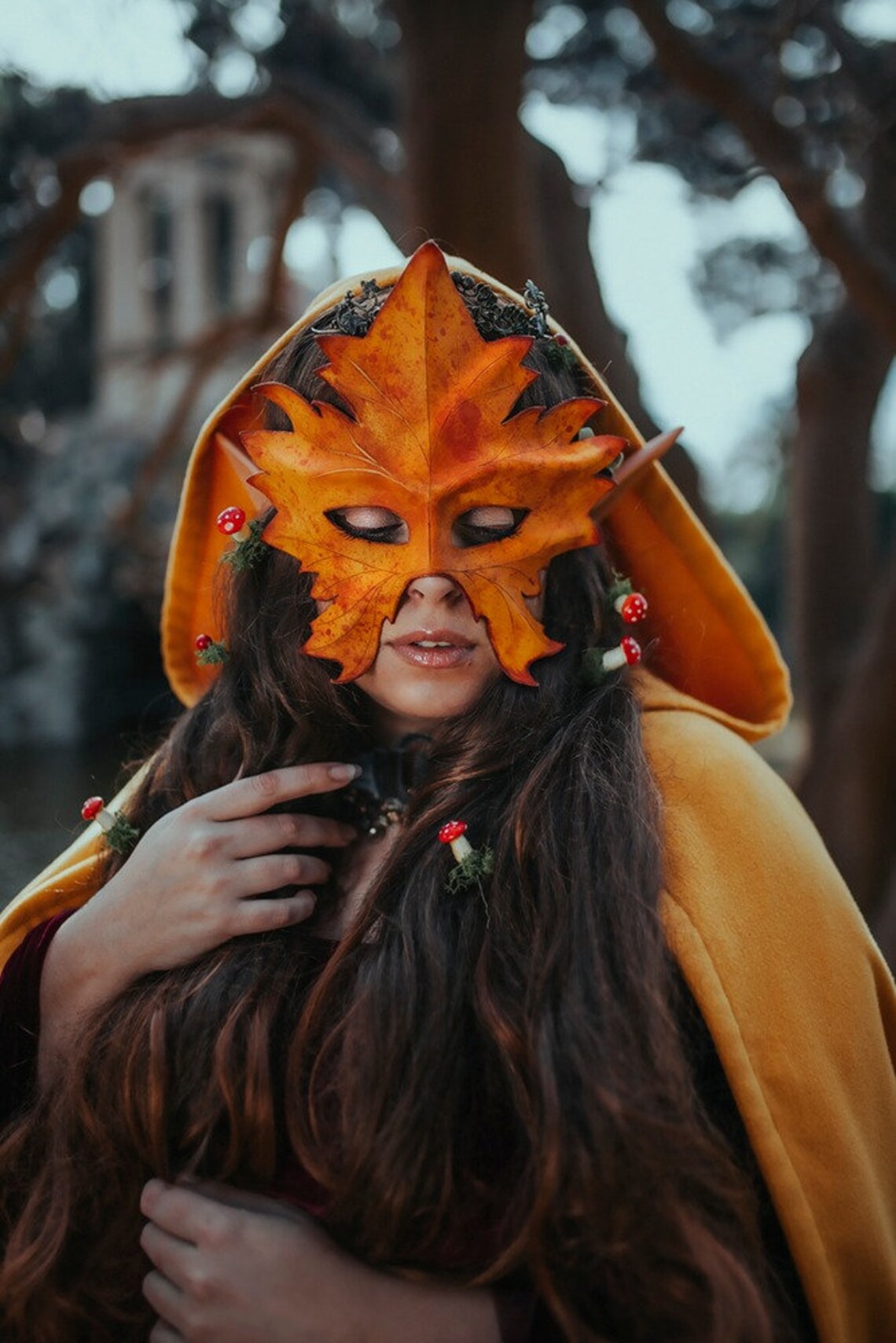 Leather Mask Druid Leaf Maple Autumn Natural Wiccan Masquerade | Etsy UK